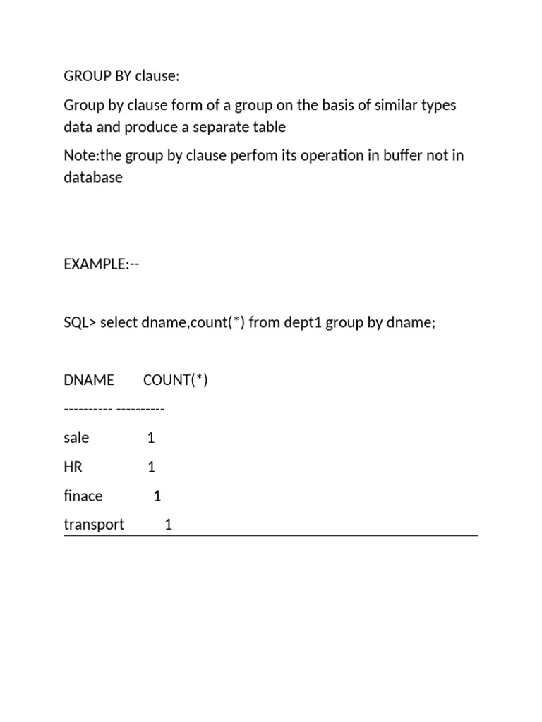 GROUP by Clause &having | PDF
