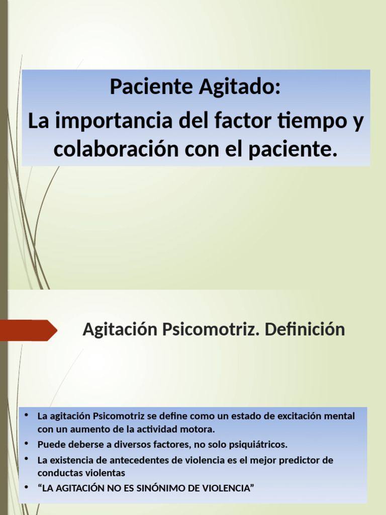 Paciente Agitado | PDF | Benzodiazepinas | Psicosis