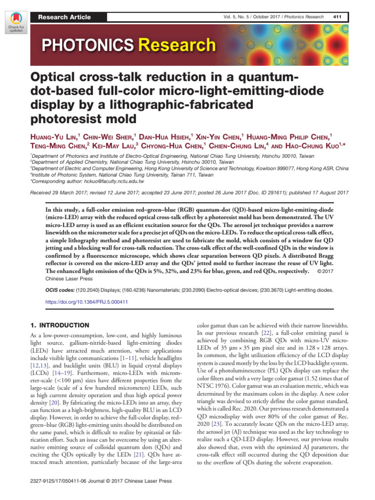 Quantum Dot Micro-LED Cross-Talk Reduction | PDF | Liquid Crystal ...