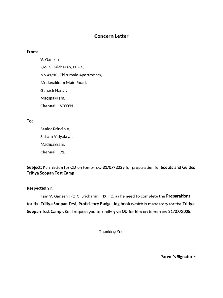 Concern Letter Template | PDF