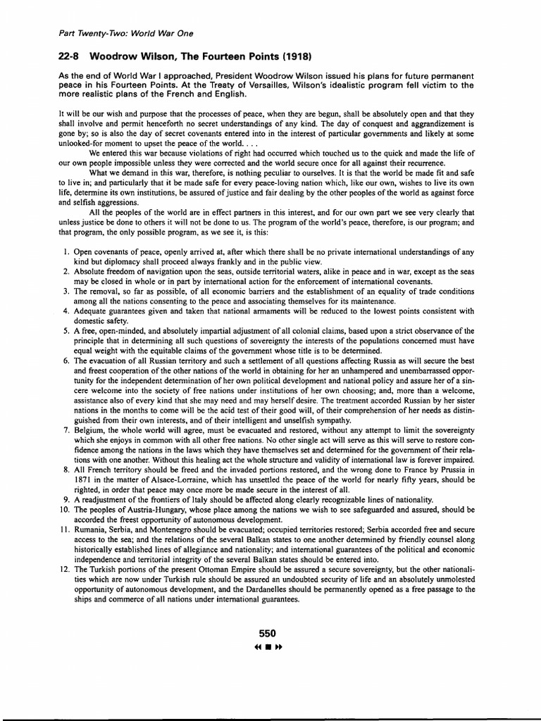 Wilson, Fourteen Points | PDF