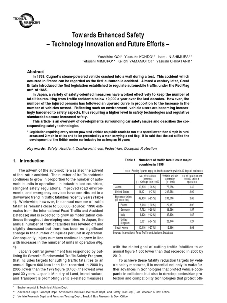 Towards Enhanced Safety Technology Innovation And Future Efforts