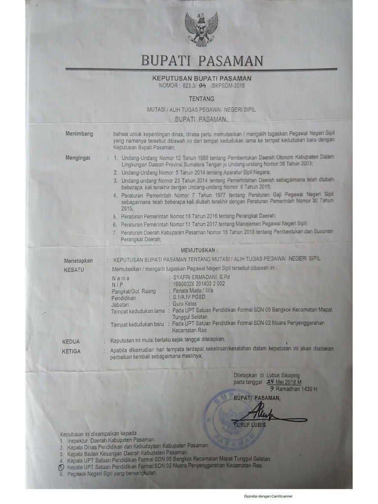 SK Mutasi | PDF