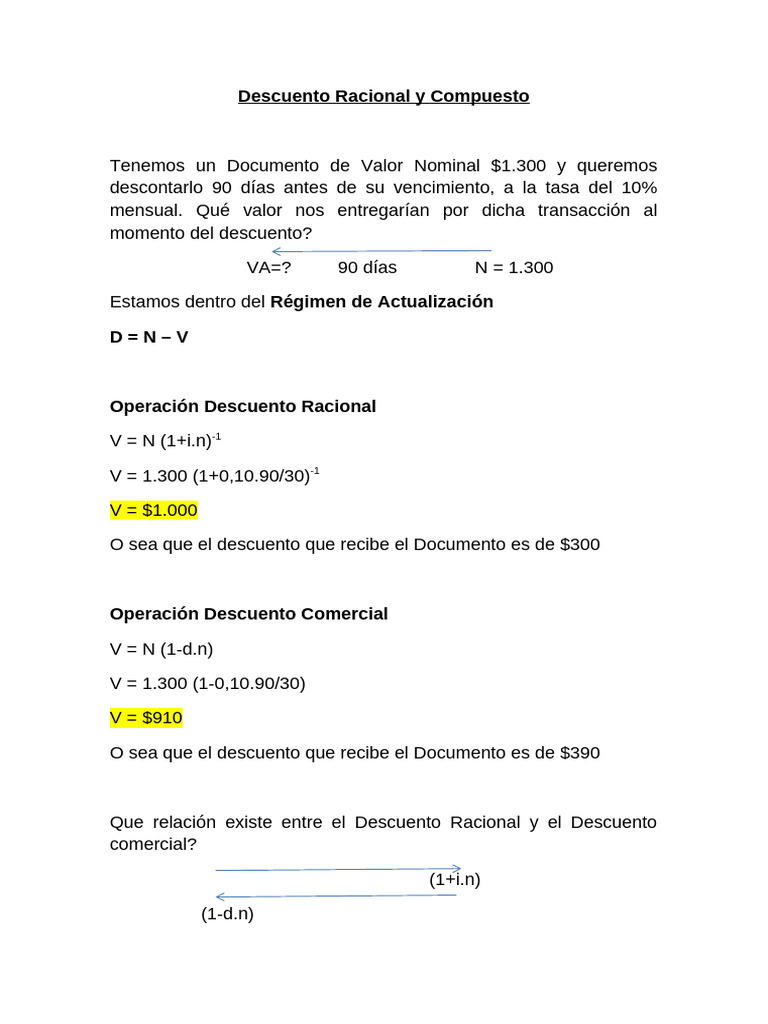 Descuento Racional y Compuesto | PDF
