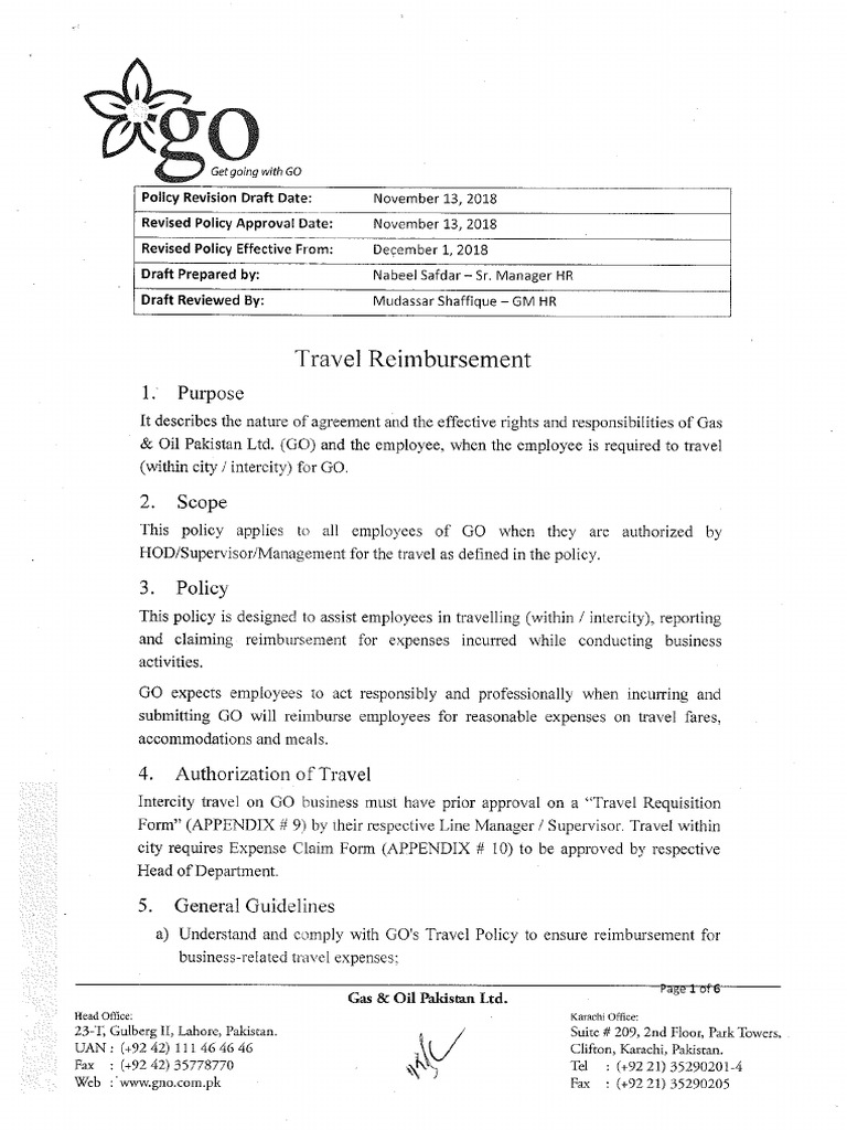 GO Travel Reimbursement | PDF
