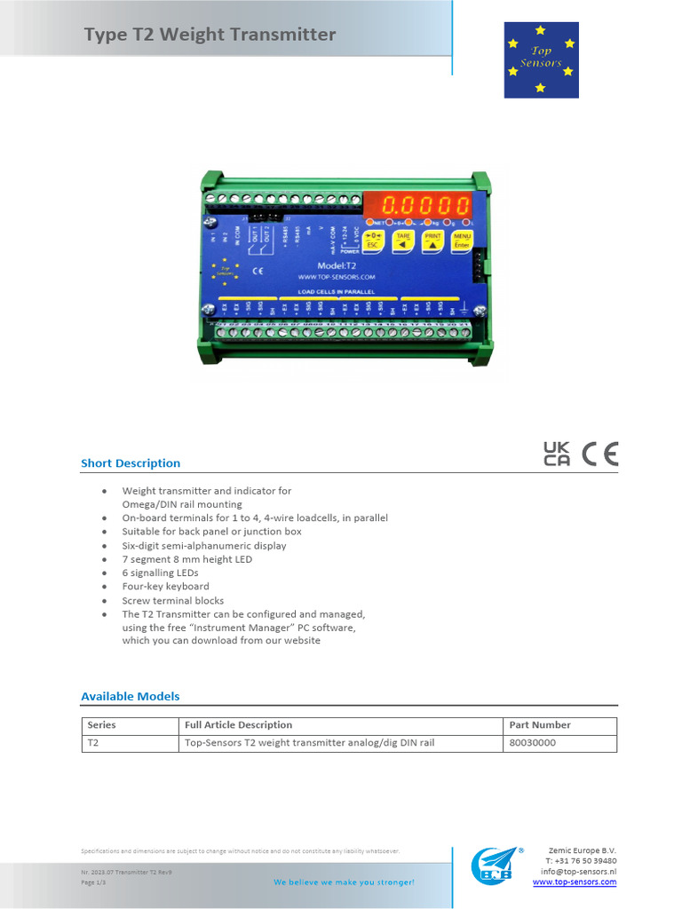 Transmitter T2_Datasheet | PDF | Computer Engineering | Electronics