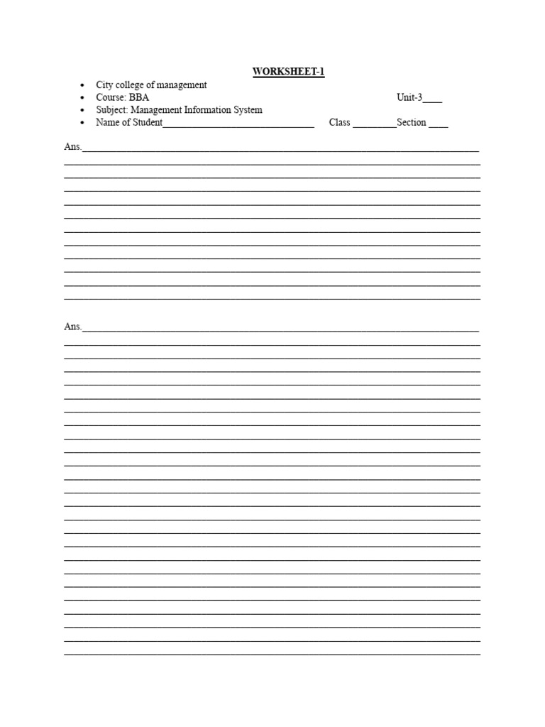 Bba-6 Mis Unit-3 Worksheets | PDF | Management Information System ...
