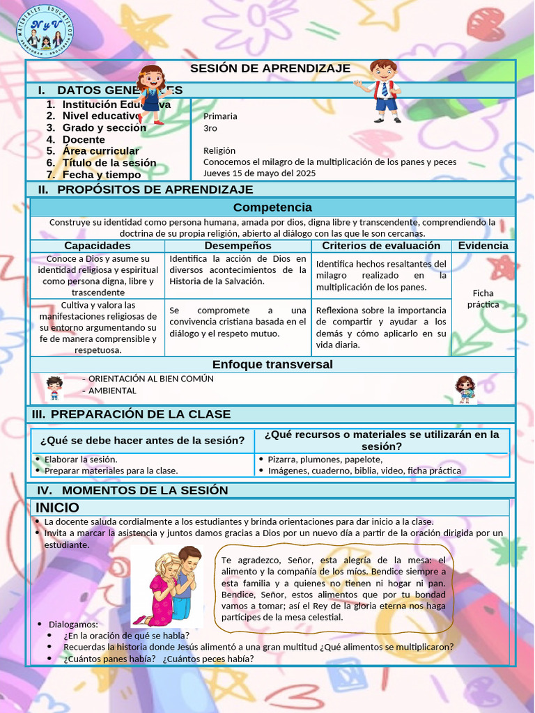 3° SES RELI- CONOCEMOS EL MILAGRO DE LA MULTIPLICACION DE LOS PANES Y PECES - JUEVES 15 | PDF