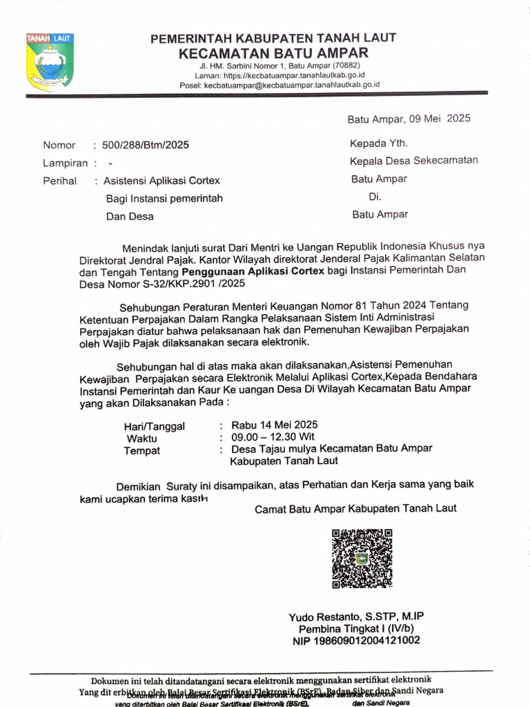 Surat Undangan Pelatihan Aplikasi Cortex Untuk Bendahara Instansi ...