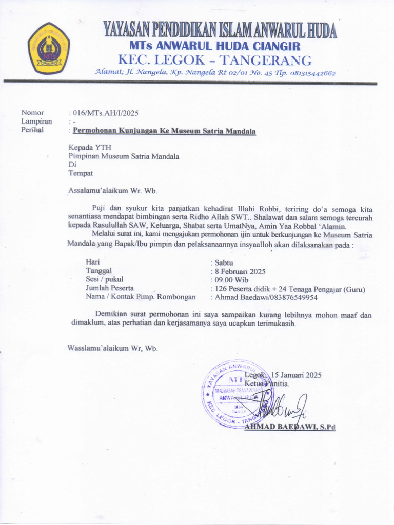 Surat Kunjungan Ke Museum | PDF