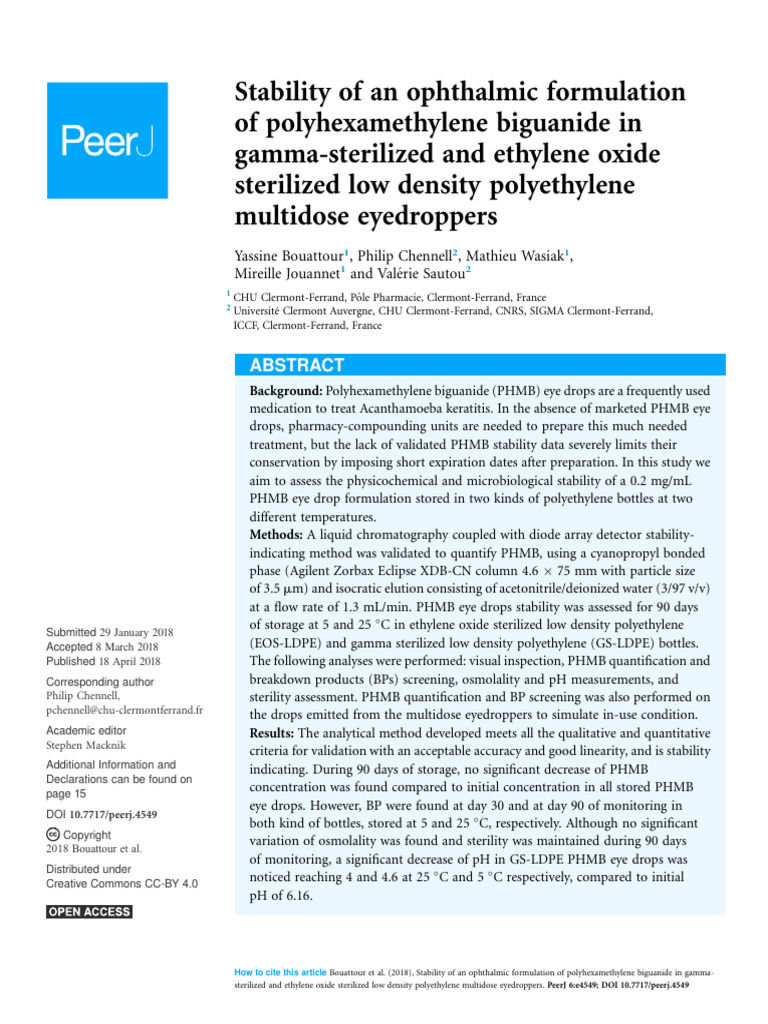 PHMB Eye Drop Stability in LDPE Bottles | PDF | High Performance Liquid ...