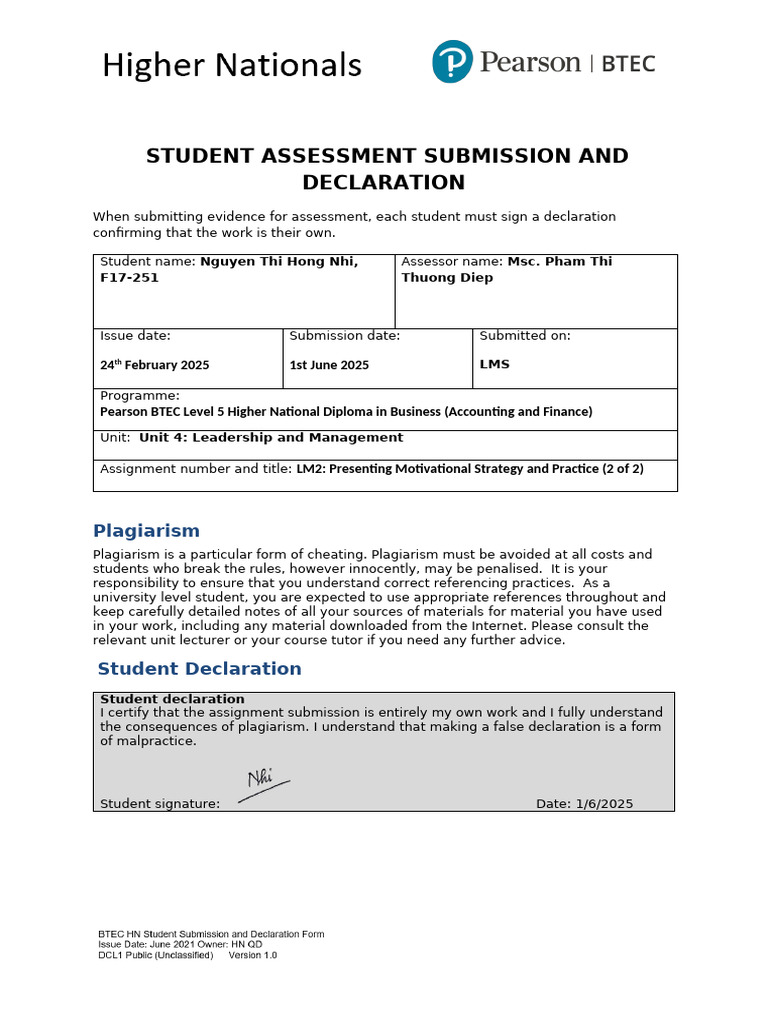 A3 Student Assessment Submission and Declaration | PDF
