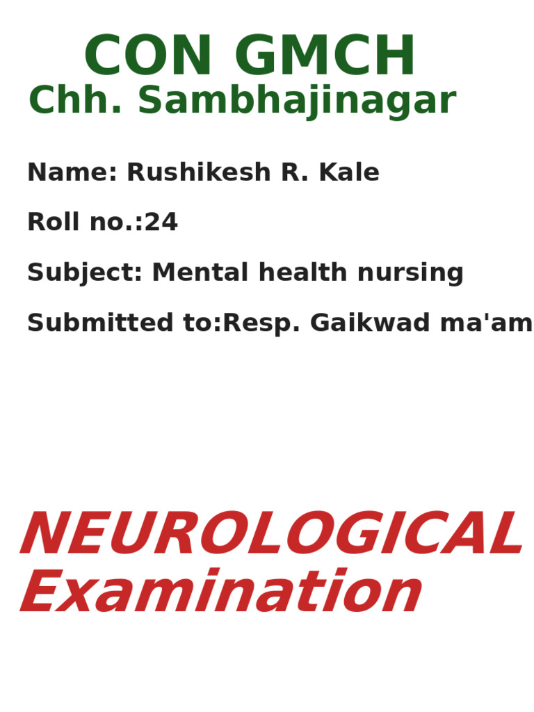Neurological Examination | PDF