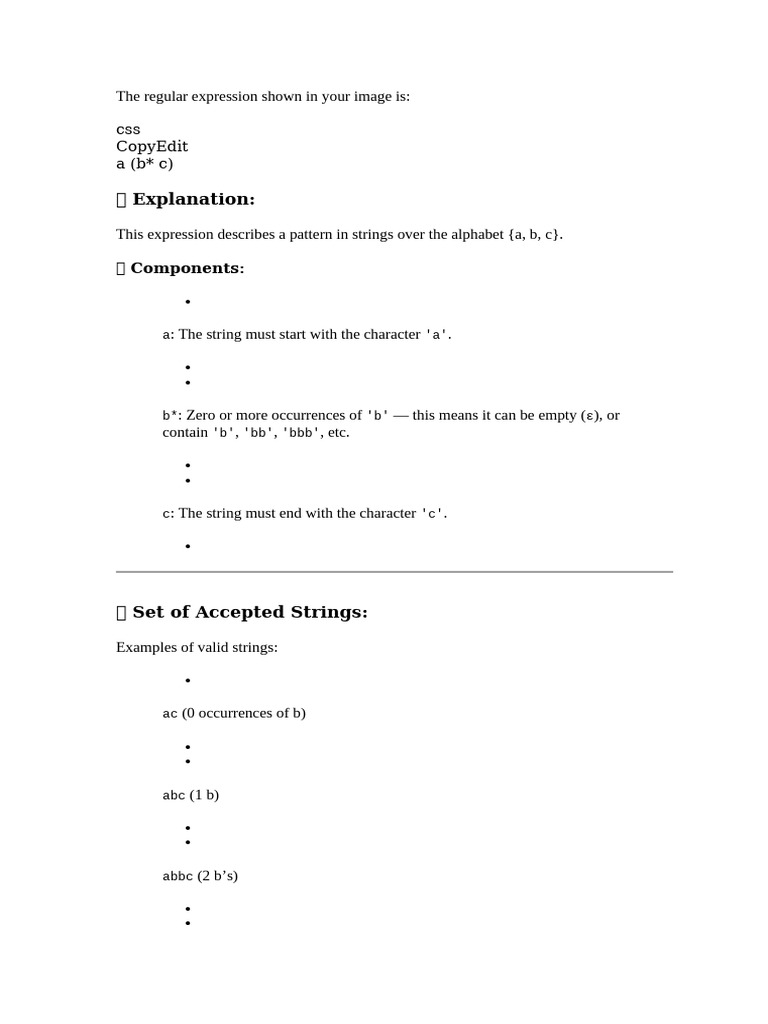 DFA Construction for Regex Patterns | PDF | Regular Expression | Formal ...