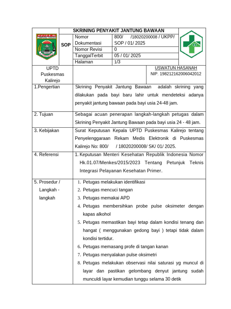 Sop Skrining PJB | PDF