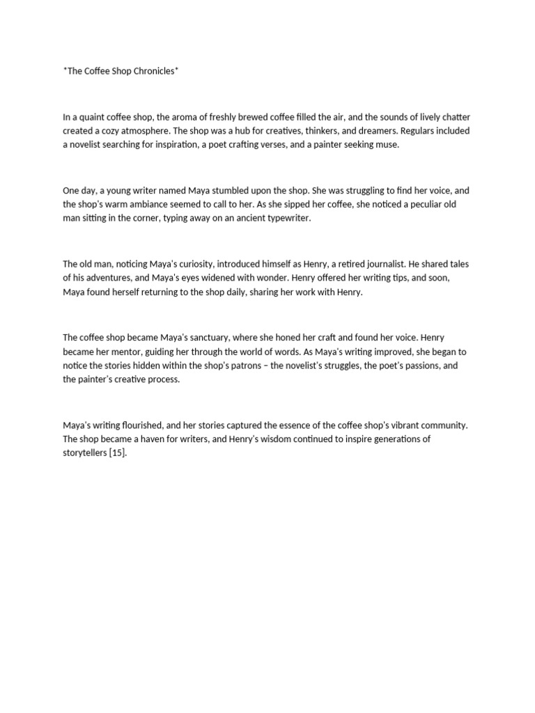 Coffee Shop Chronicles: A Writer's Journey | PDF