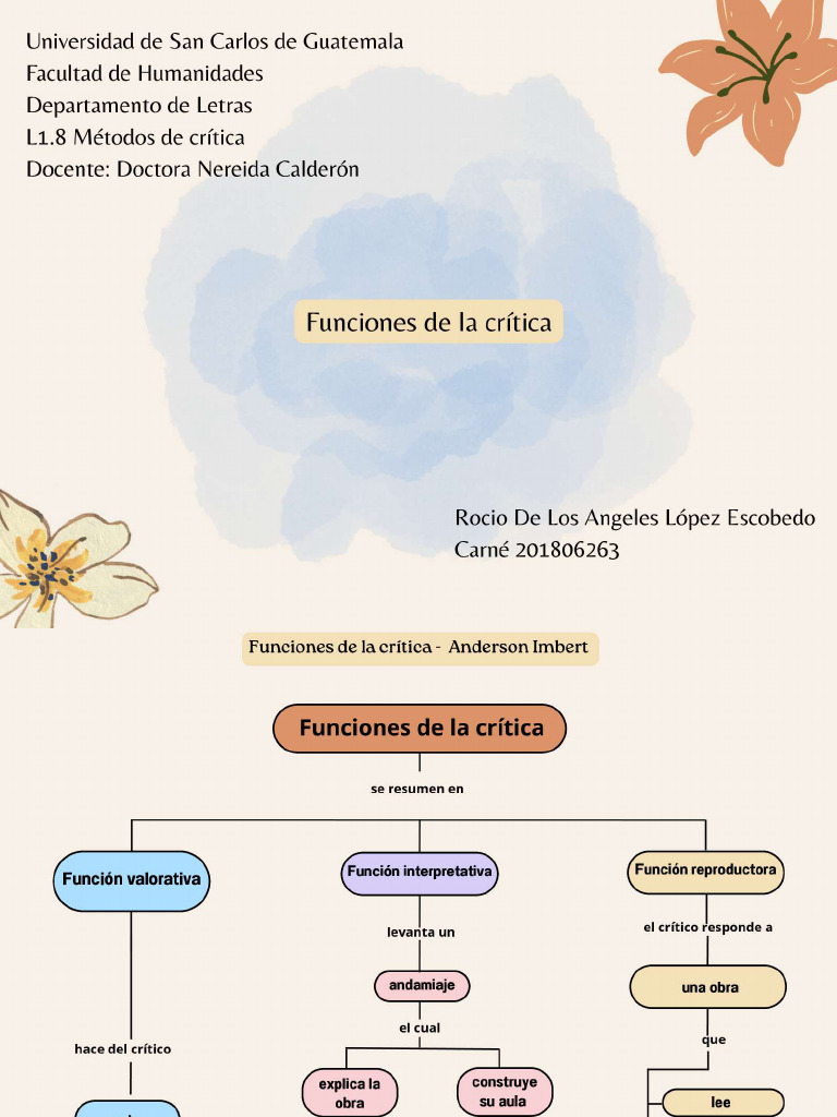 Funciones de La Crítica - Mapa Conceptual y Cuadro Comparativo (Rocio ...
