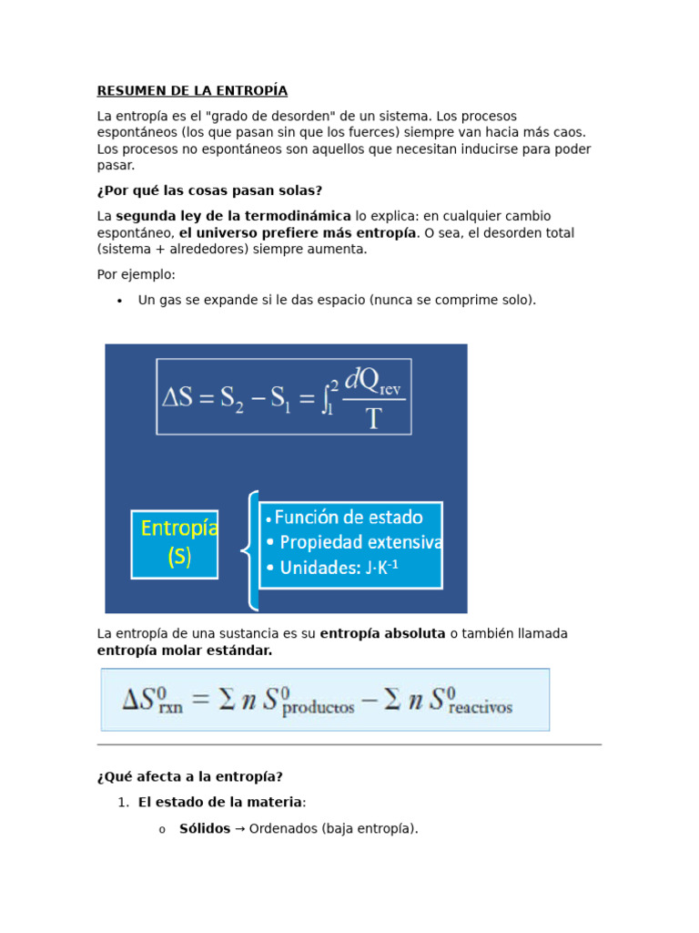 Entropía: Conceptos y Cálculos Clave | PDF | Entropía | Gases
