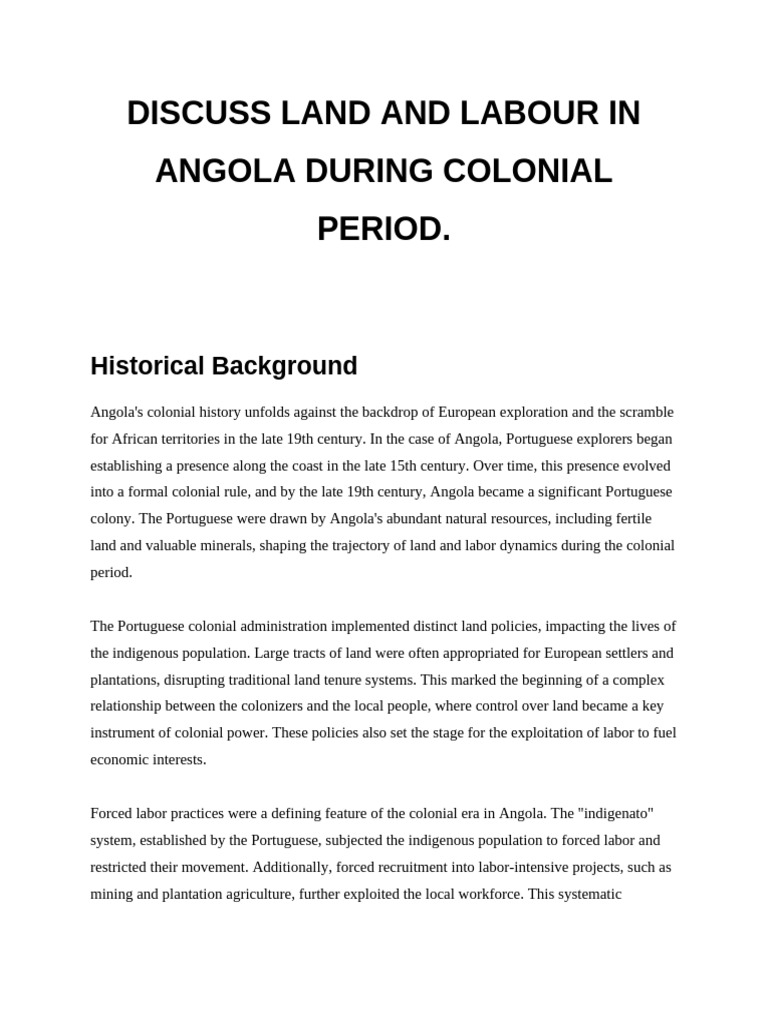 Colonial Land and Labor in Angola | PDF | Angola | Colonialism