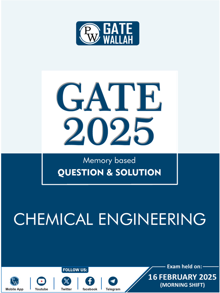 GATE 2025 Chemical Engineering Questions | PDF | Viscosity | Chemical ...
