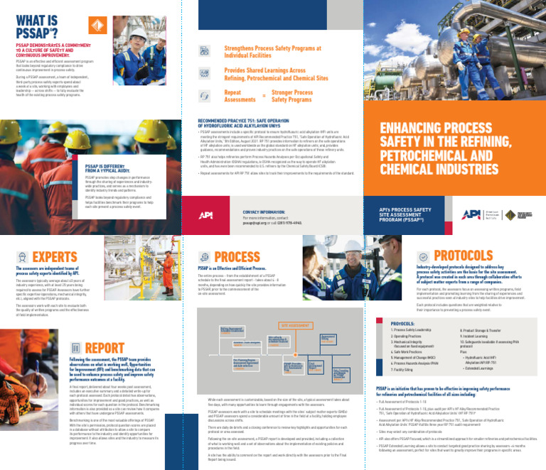 API Safety Program PSSAP-Brochure | PDF | Oil Refinery | Safety
