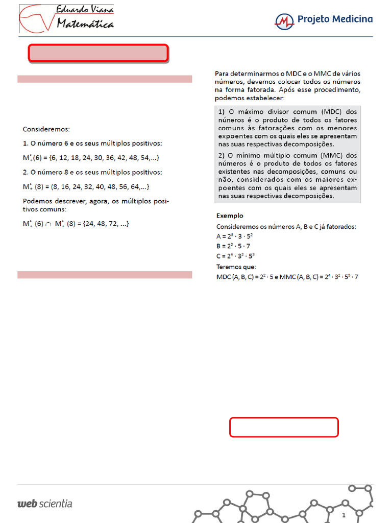 Exercícios de MMC e MDC | PDF | Número primo | Equações