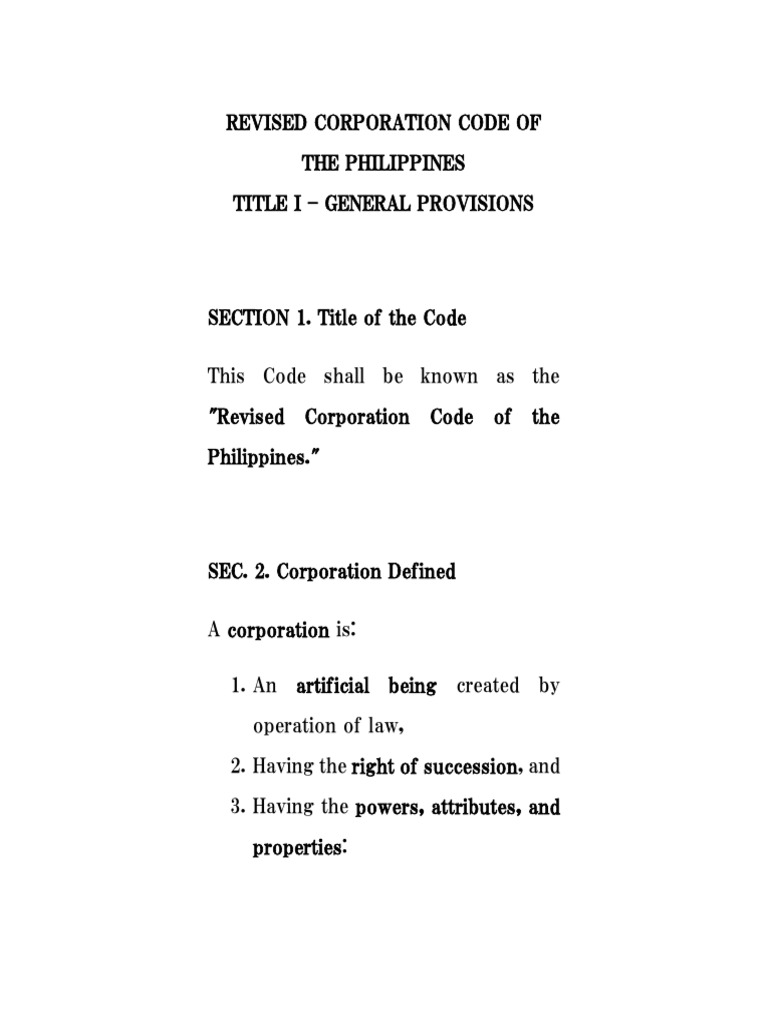 Revised Corporation Code Overview | PDF | Preferred Stock | Corporations