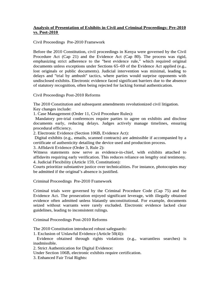 Analysis of Presentation of Exhibits in Civil and | PDF | Search ...