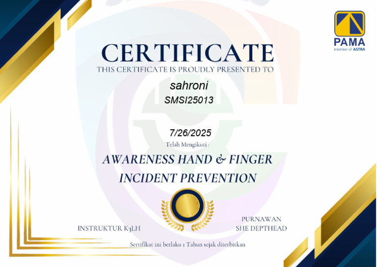 Sertifikat HNF - sahroni | PDF