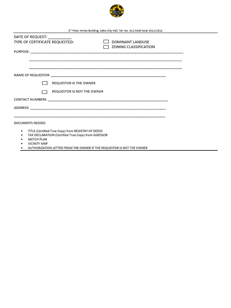 Zoning Certification Request Form | PDF