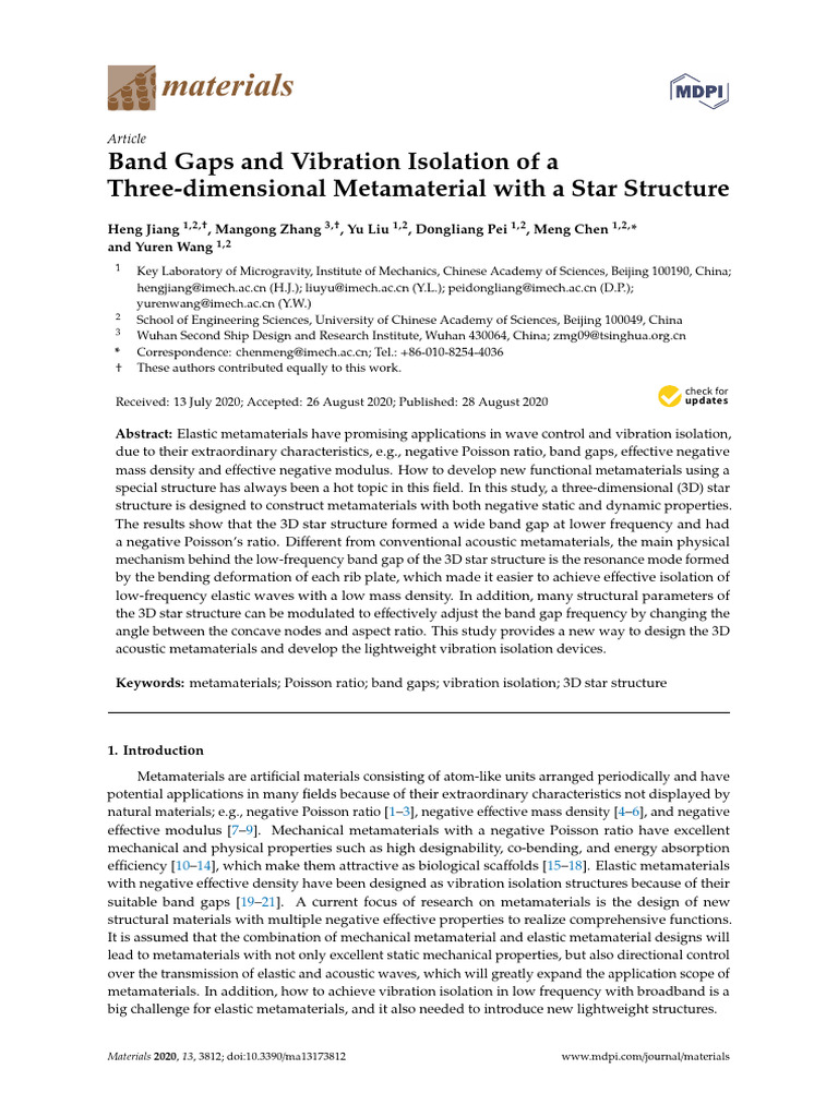 Star Materials 13 03812 | PDF | Metamaterial | Young's Modulus