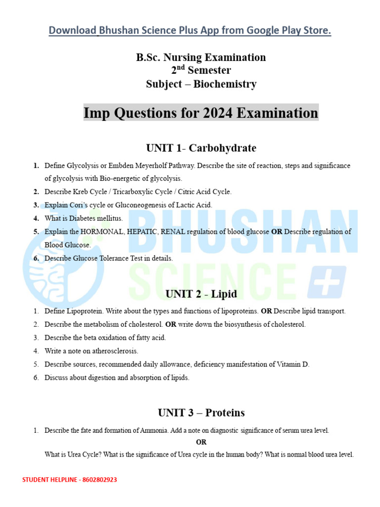 Biochemistry - Imp - CHapter Wise 2024 Exam - 37781631 - 2025 - 07 - 06 ...