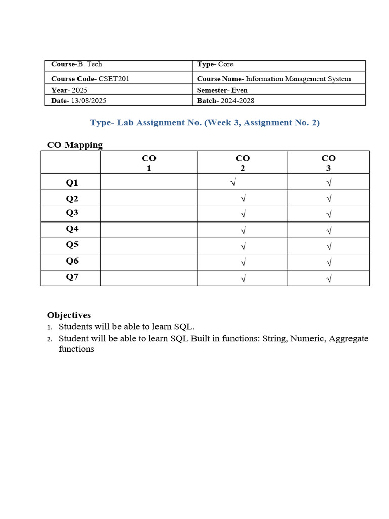 Week3 - Assignment 2 - Set3 Wednesday | PDF | Databases | Computer Programming