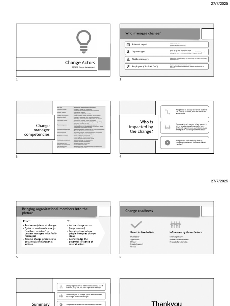 Change Management Actors and Readiness | PDF | Change Management | Business