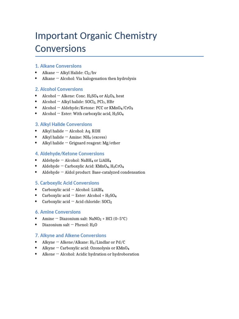 Organic Chemistry Conversions | PDF