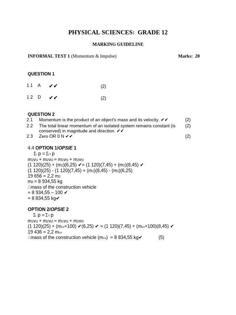 MG GR 12 Informal Test 1 (10-15 Feb) Momentum | PDF