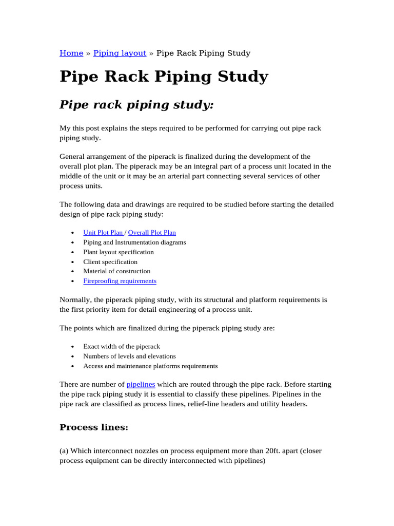 Pipe Rack Design System | PDF | Pipe (Fluid Conveyance) | Steam