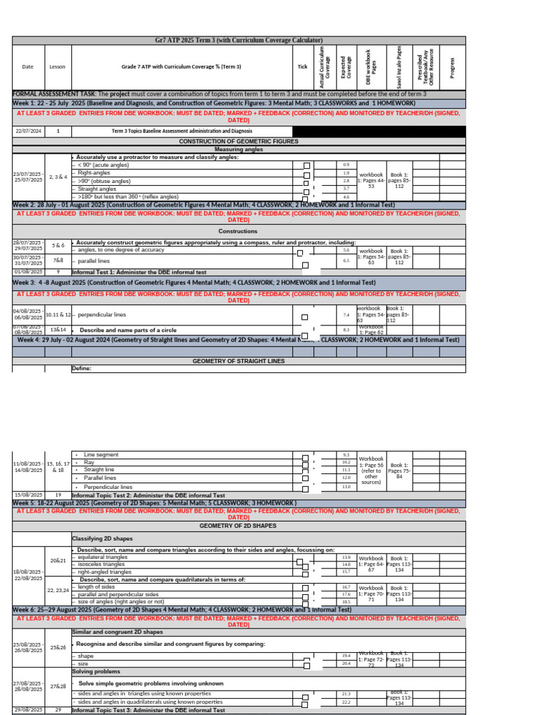 Gr7 Mathematics ATP 2025 Term 3 Overview | PDF | Shape | Triangle