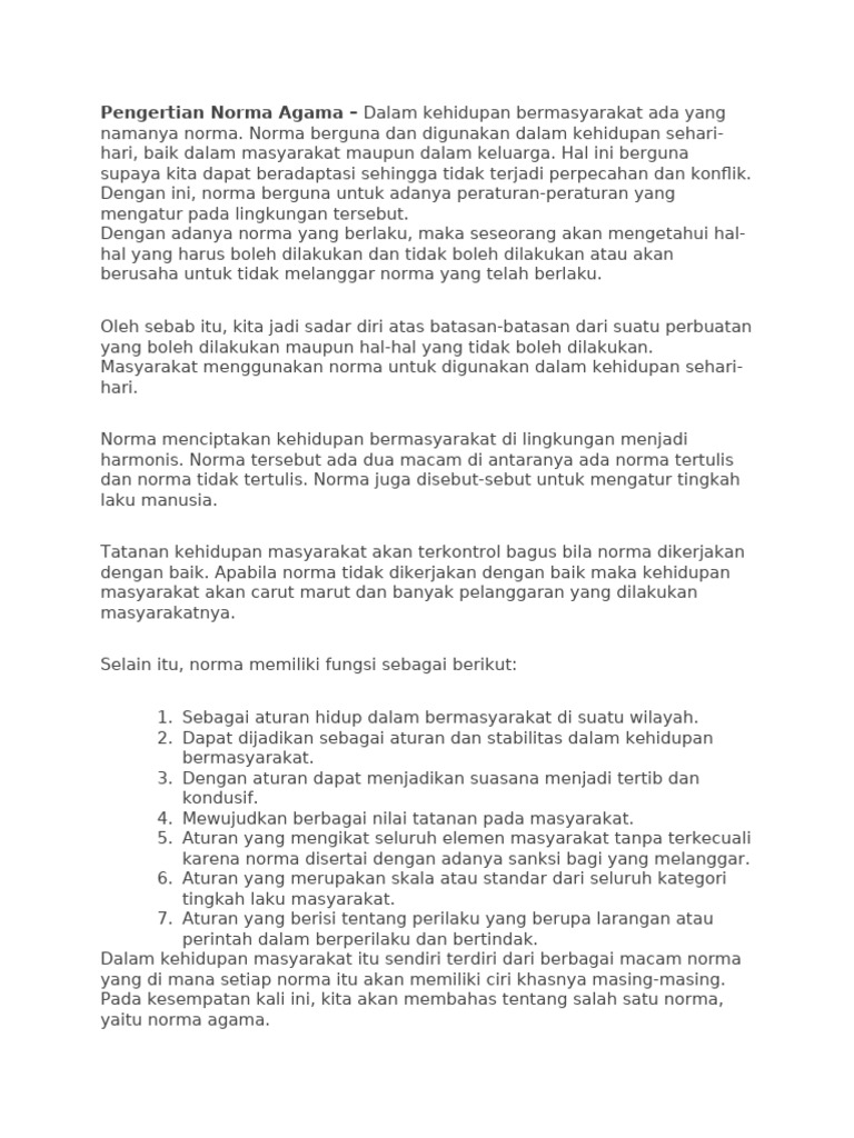 Pengertian Norma Agama | PDF