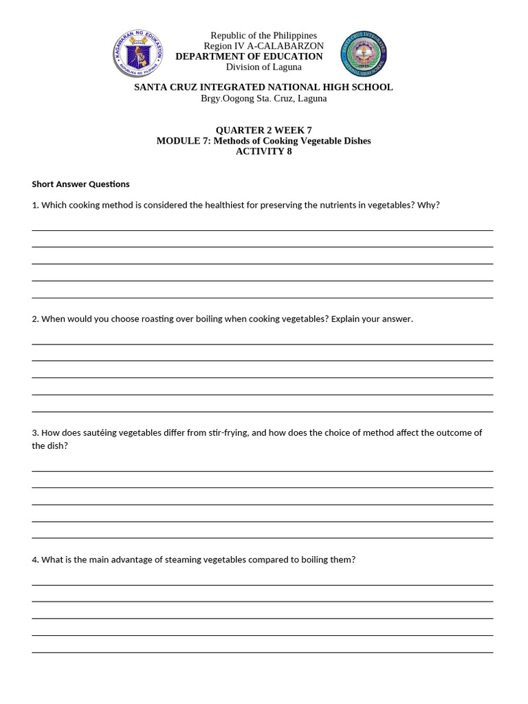 Cooking Methods for Vegetables Explained | PDF | Cooking | Foods