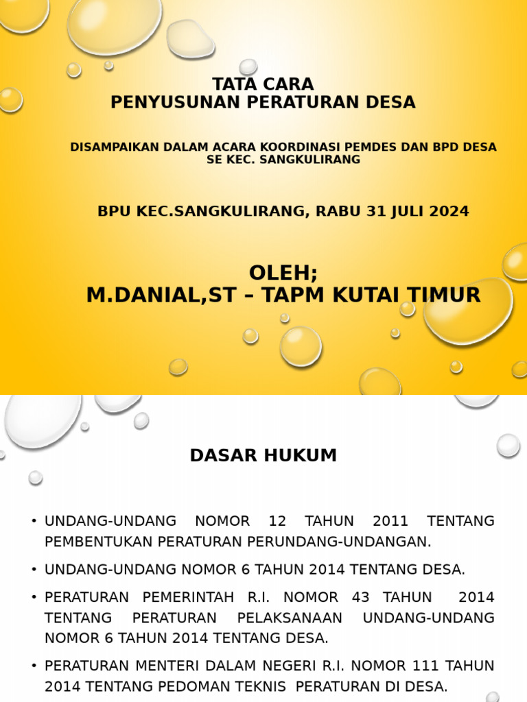 Tata Cara Penyusunan Perdes | PDF