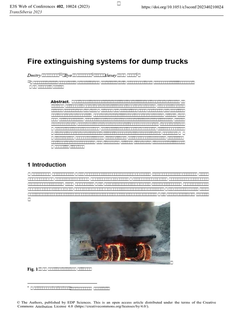 Fire Extinguishing Systems for Dump Trucks | PDF | Switch | Firefighting