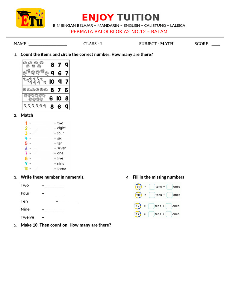 Math Practice Worksheet for Kids | PDF