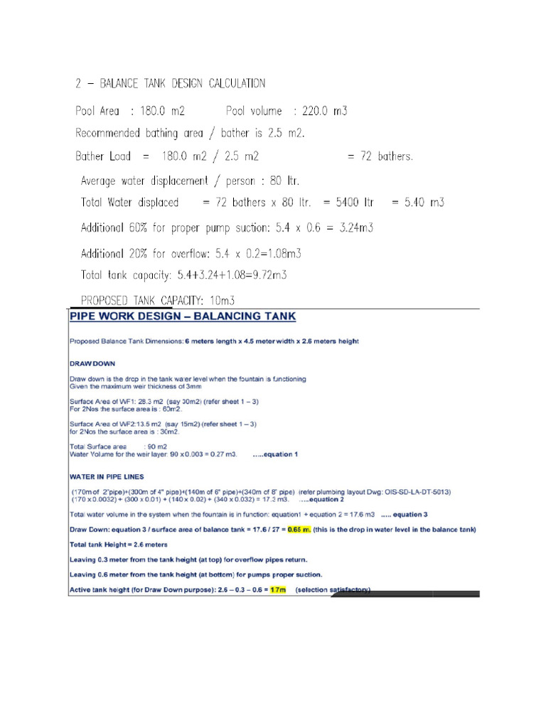 Calculation of Balance Tank | PDF
