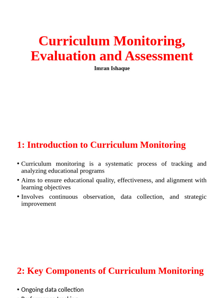 4 Curriculum Monitoring, Evaluation and Assessment | PDF | Educational ...