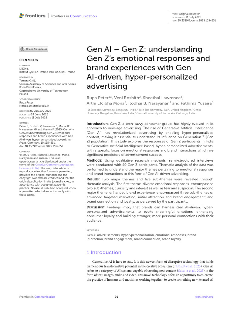 Gen AI-Gen Z Understanding Gen Zs Emotional Respo | PDF | Brand | Qualitative Research