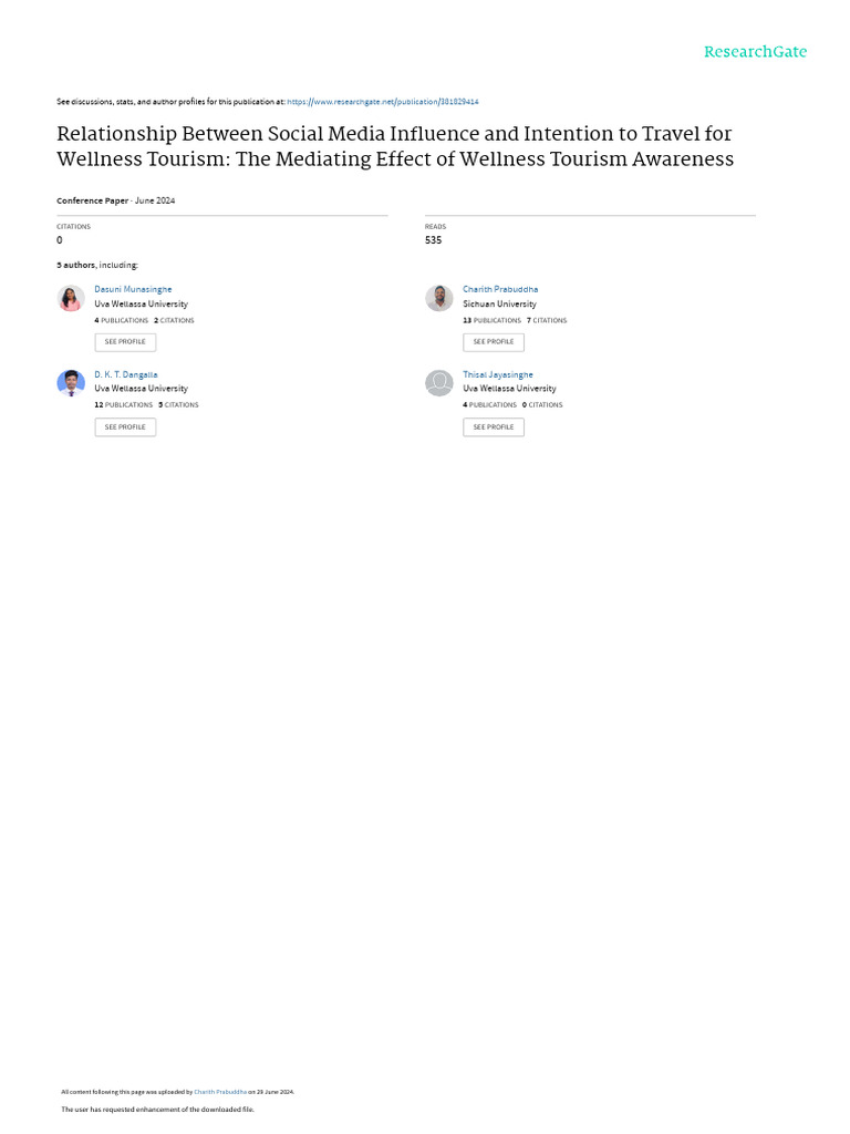 Social Media's Impact on Wellness Travel | PDF | Statistics | Tourism