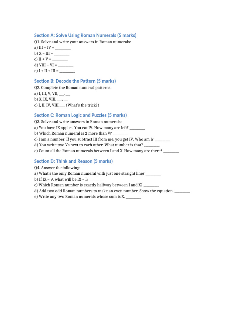 Class2 Roman Numerals Expert Test 3 | PDF