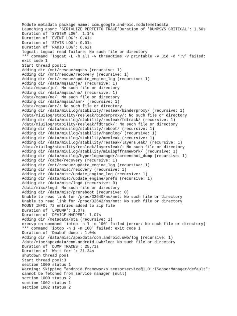 Bugreport Warm - in AQ3A.241213.002 2025 07 05 15 00 34 Dumpstate - Log 32533 | PDF | Zip (File ...