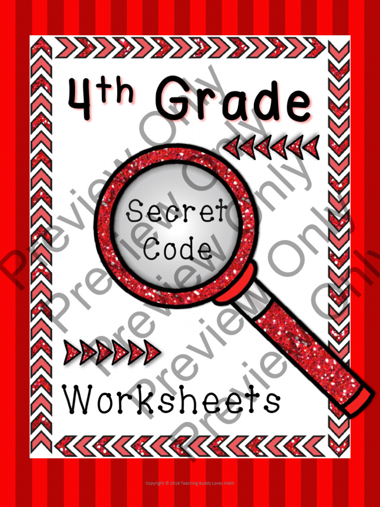Demo 4 TH Grade Math Secret Code Worksheets 16 Worksheets Common Core ...